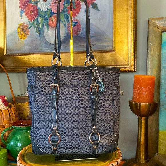 Coach | Bags | Coach Gallery East West Signature Canvas Leather Tote ...